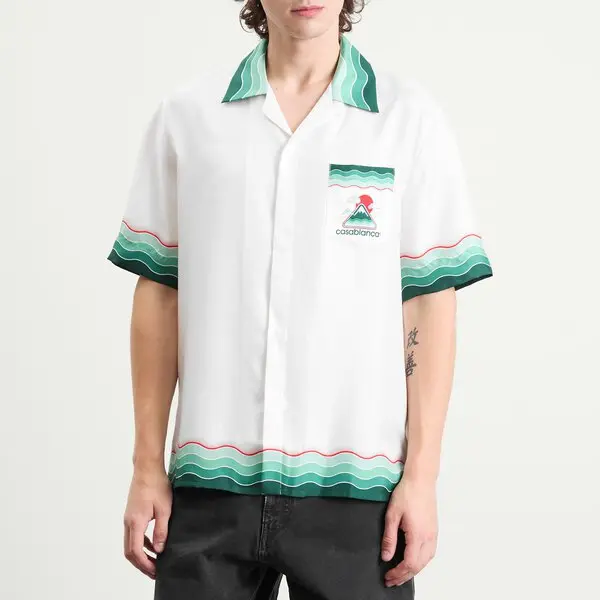 Casablanca Cuban Collar Silk Twill Montagne Ss Shirt