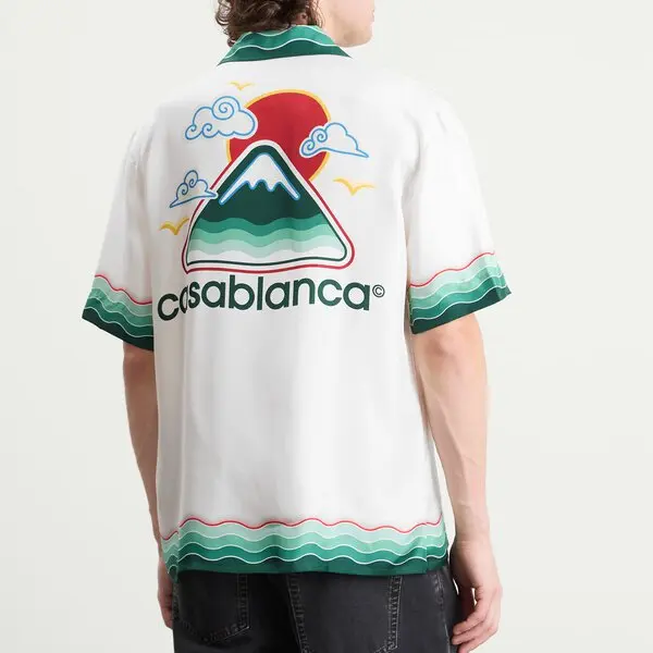 Casablanca Cuban Collar Silk Twill Montagne Ss Shirt
