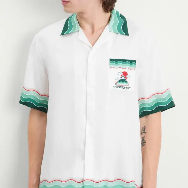 Casablanca Cuban Collar Silk Twill Montagne Ss Shirt