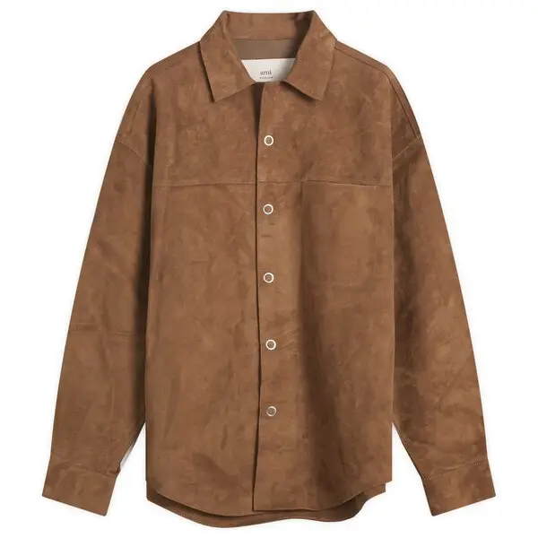 Ami Goat Suede Leather Shirt Jacket
