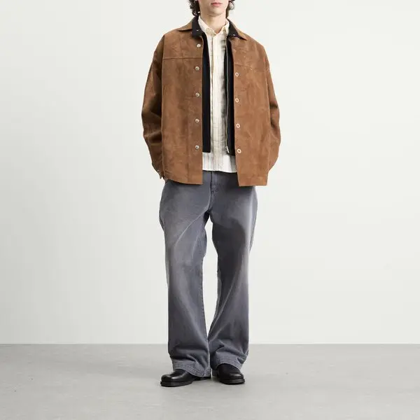 Ami Goat Suede Leather Shirt Jacket