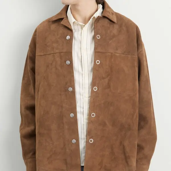 Ami Goat Suede Leather Shirt Jacket