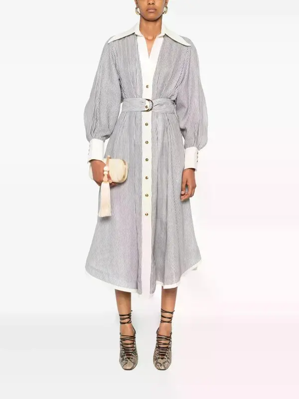 Zimmermann Striped Belted Shirt Dress