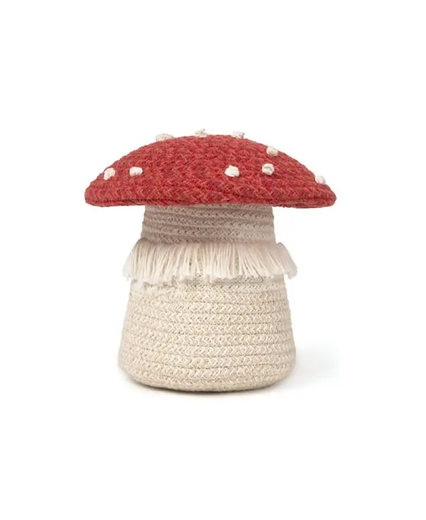 LORENA CANALS Mini Mushroom Basket - Red/aubergine And Ivory