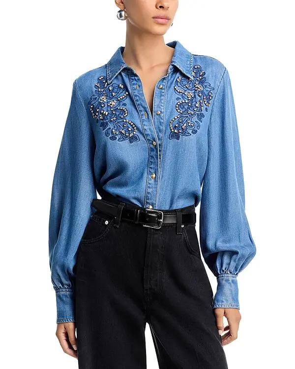 Cinq À Sept Rhinestone Embellished Shirt