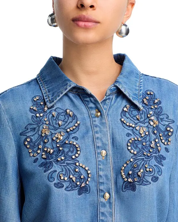 Cinq À Sept Rhinestone Embellished Shirt