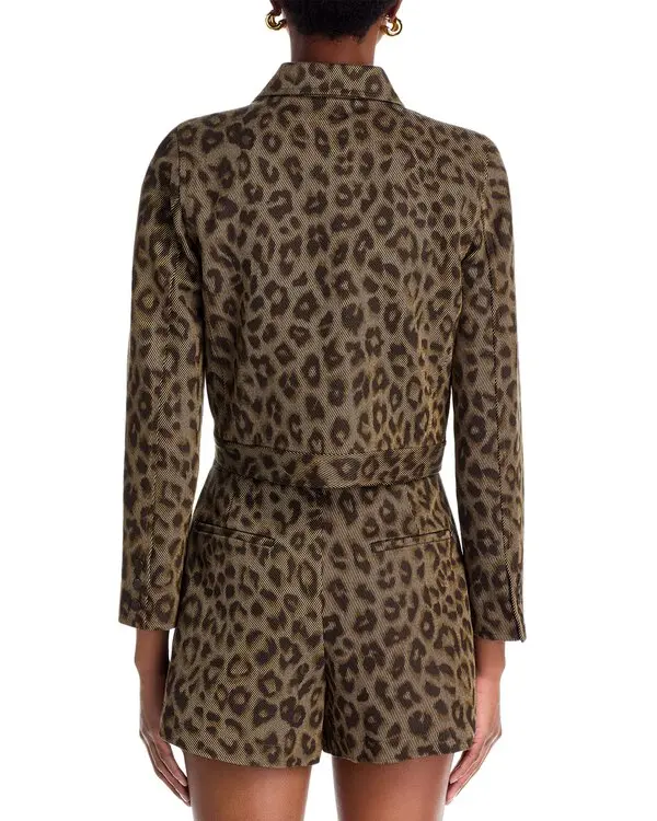 L'Agence Marla Leopard Cropped Jacket - Tan Multi
