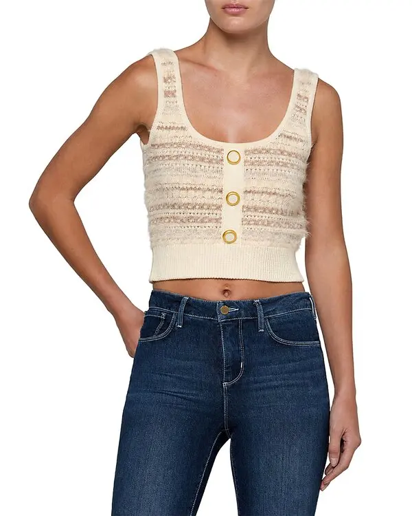 L'Agence Galene Mixed Stitch Tank Top - Ecru/natural