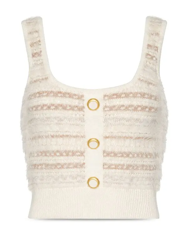 L'Agence Galene Mixed Stitch Tank Top - Ecru/natural