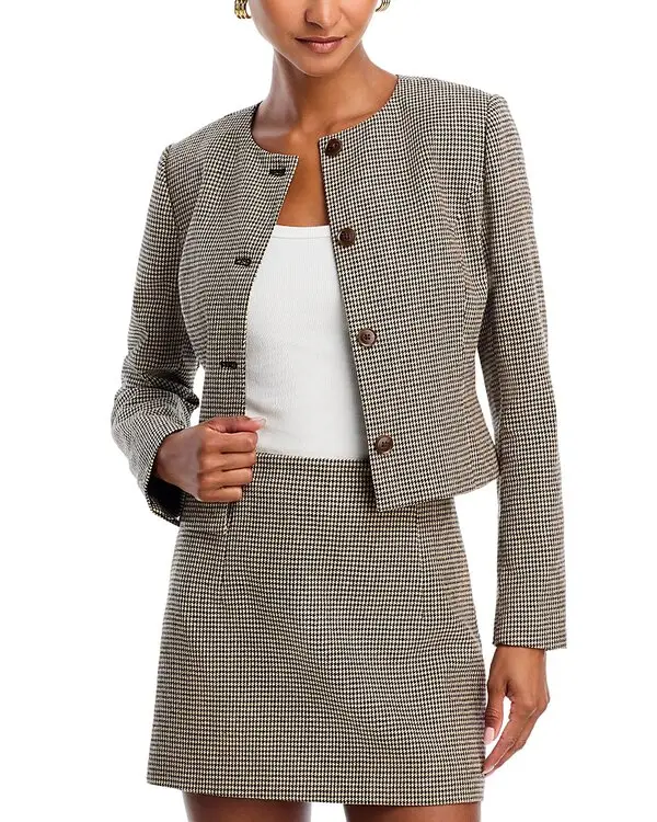 French Connection Houndstooth Cropped Jacket