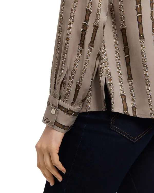 Foxcroft Luna Chain Print Shirt - Brown Multi