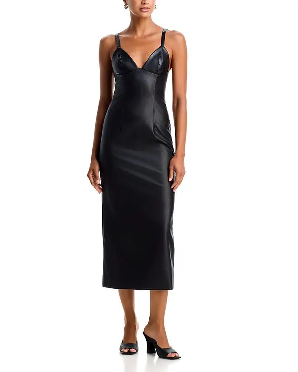 Bardot Estine Faux Leather Midi Dress - Black