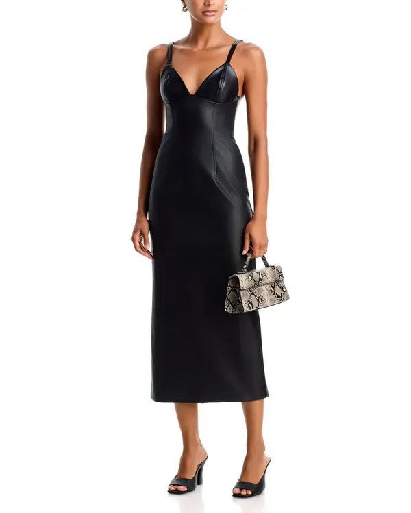 Bardot Estine Faux Leather Midi Dress - Black