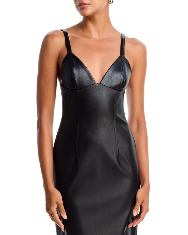 Bardot Estine Faux Leather Midi Dress - Black