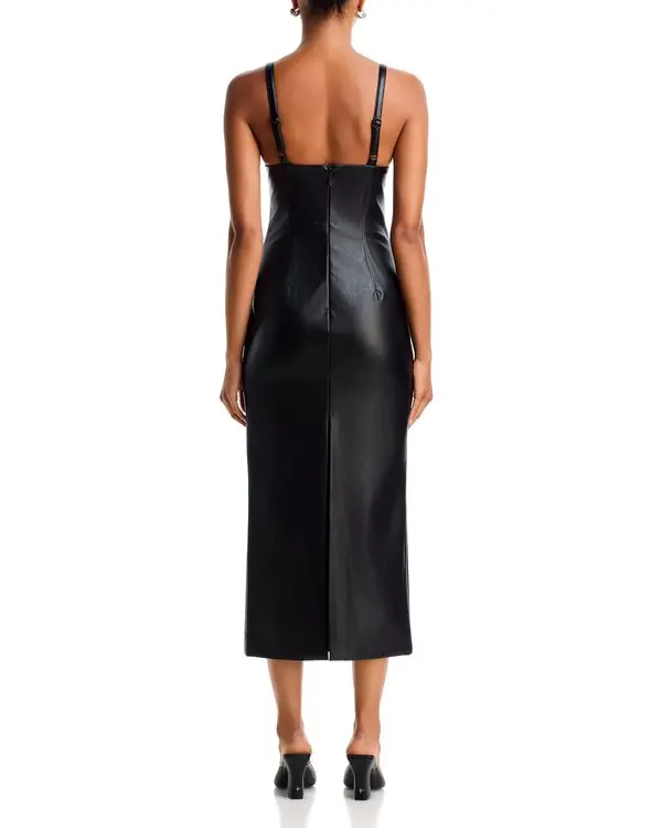 Bardot Estine Faux Leather Midi Dress - Black