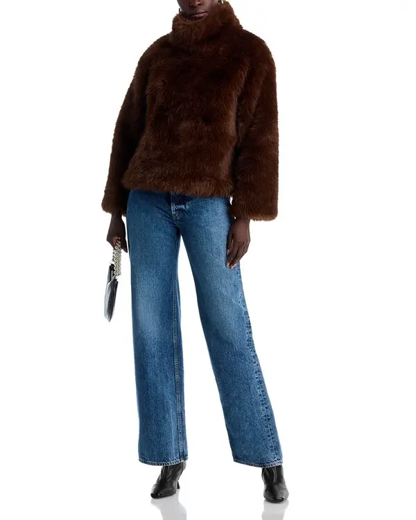 Bardot Renata Faux Fur Pullover Chocolate Editorialist