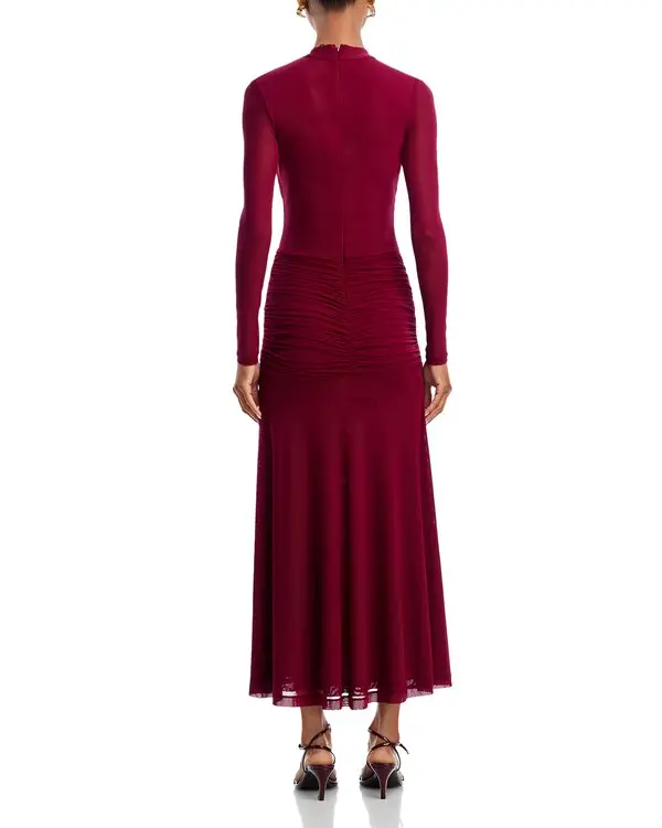 Bardot Liyana Ruched Mesh Dress - Berry