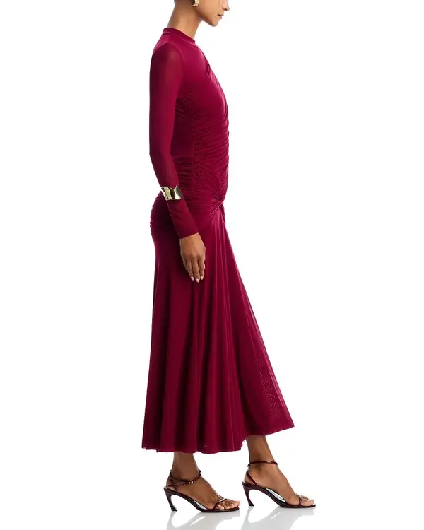 Bardot Liyana Ruched Mesh Dress - Berry
