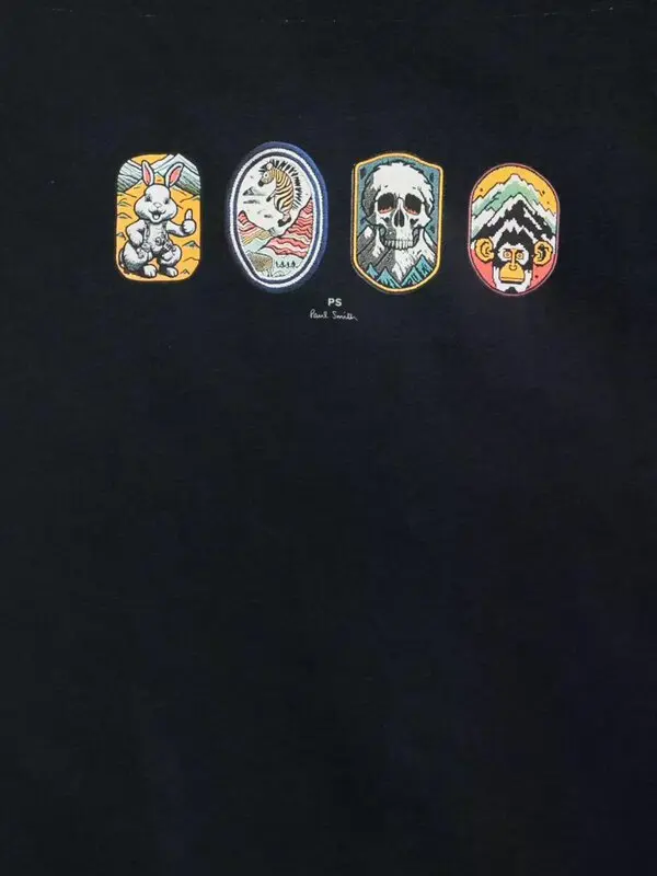Paul Smith Four-graphic Organic-cotton T-shirt - Blue