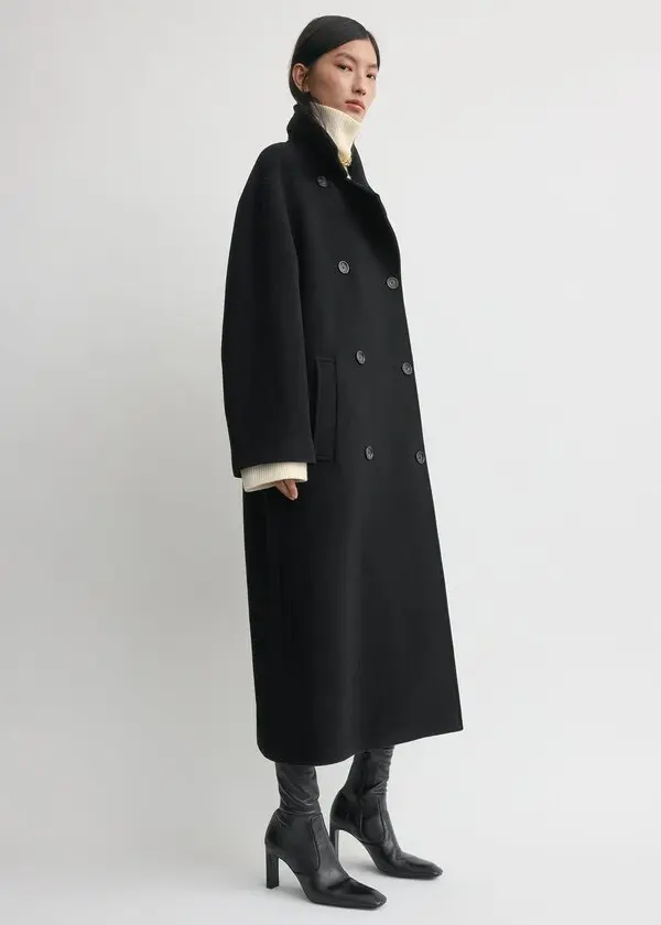 TOTEME Brushed Wool-blend Coat - Black