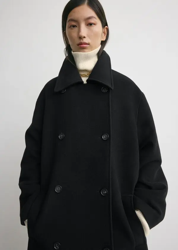 TOTEME Brushed Wool-blend Coat - Black