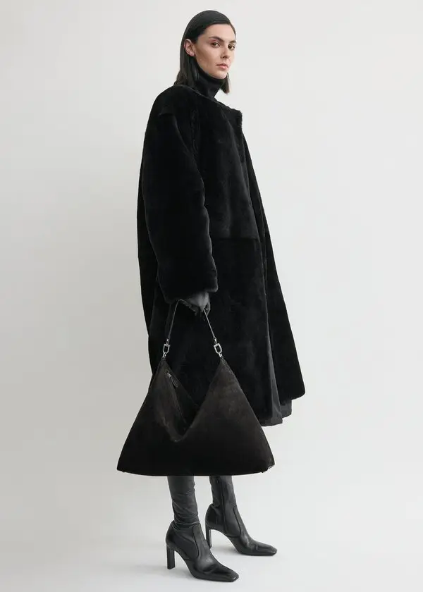 TOTEME Bevel Suede Shoulder Bag - Black