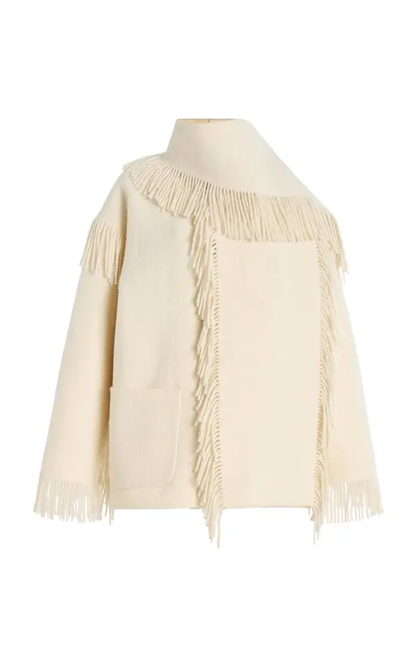 TOTEME Fringed Wool Scarf Jacket