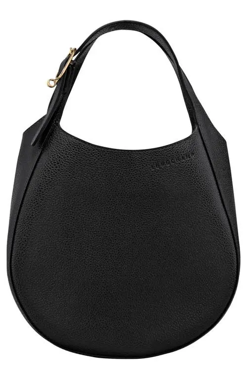 Longchamp Le Foulonné Leather Top Handle Crossbody Bag - Black
