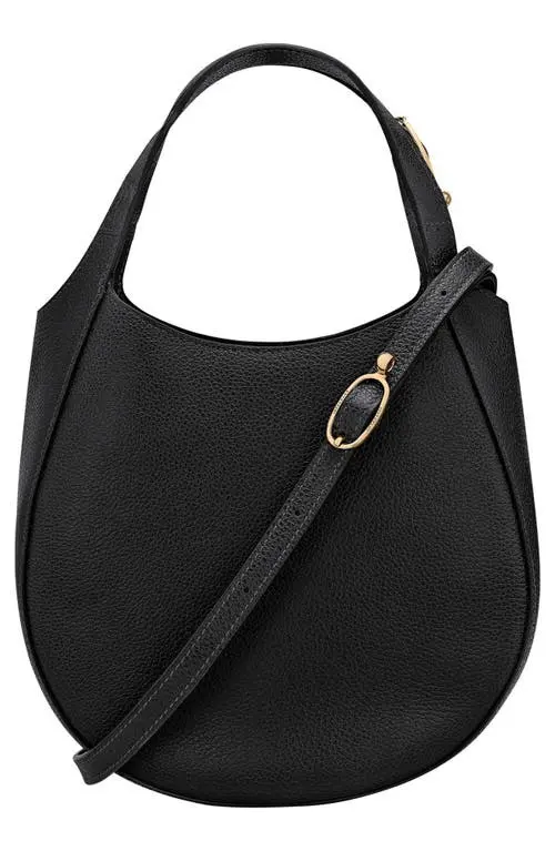 Longchamp Le Foulonné Leather Top Handle Crossbody Bag - Black