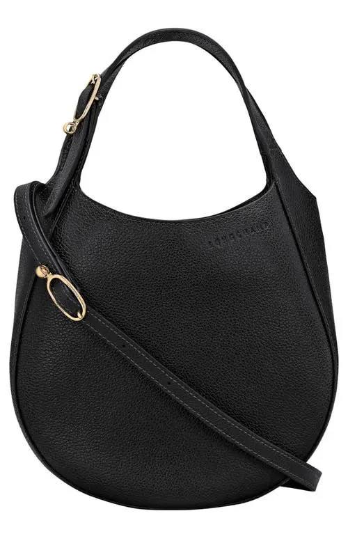 Longchamp Le Foulonné Leather Top Handle Crossbody Bag - Black