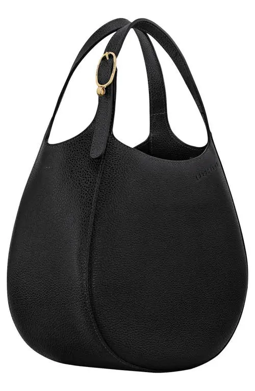 Longchamp Le Foulonné Leather Top Handle Crossbody Bag - Black