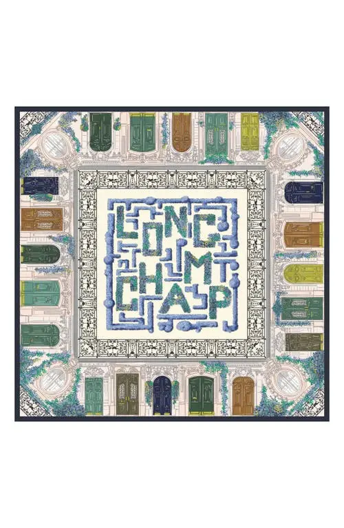 Longchamp Jardin Parisiene Square Silk Scarf - Navy