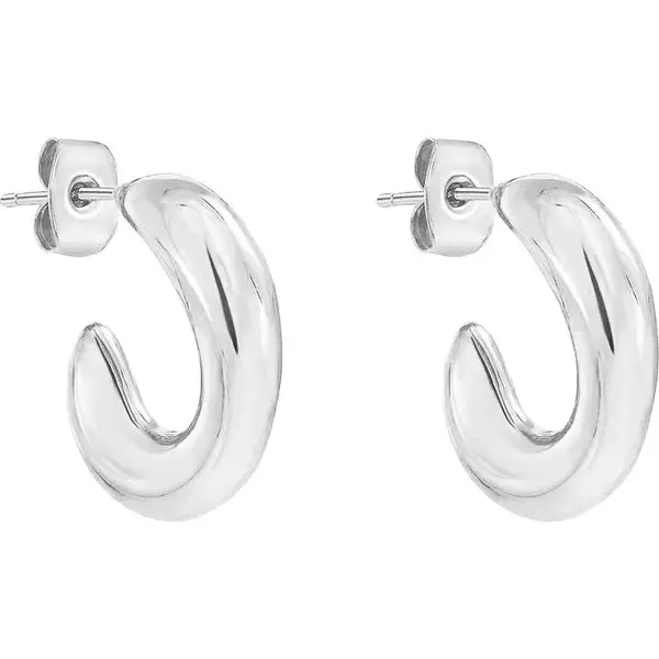 BEARFRUIT JEWELRY 14k Plated Banana Hoop Earrings - Silver