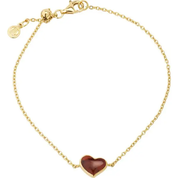 JAN LESLIE Heart Bracelet Set In Sterling Silver With Gold Vermeil - Red