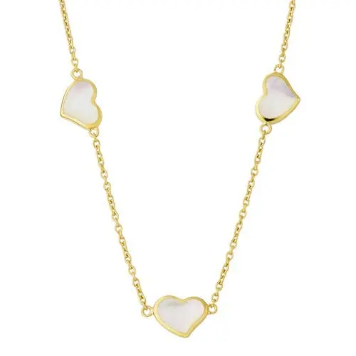 JAN LESLIE Triple Station Heart Necklace - White