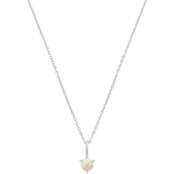 BEARFRUIT JEWELRY Sterling 18k Plated Opal Pendant Necklace - Silver