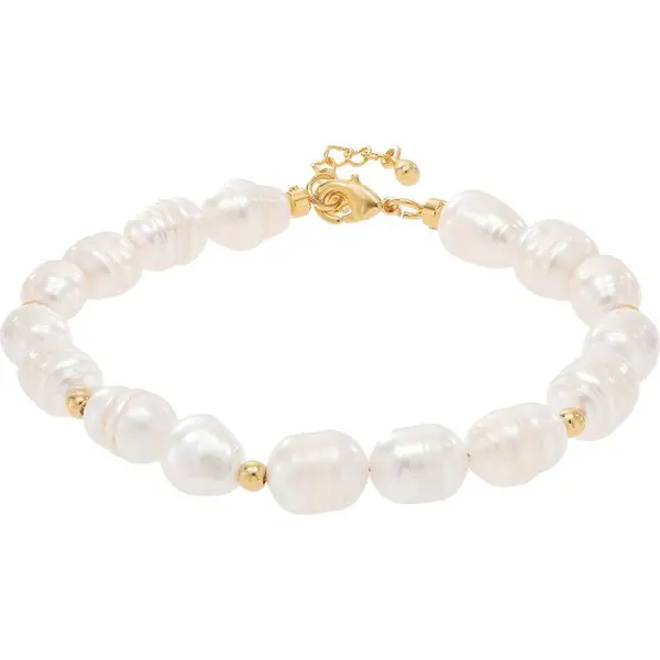 BEARFRUIT JEWELRY 14k Plated Eternal Spring Pearl Bracelet - Gold