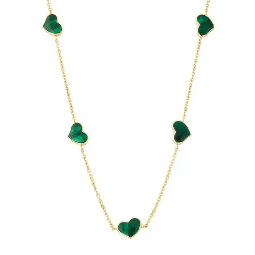 JAN LESLIE Five Station Heart Necklace - Green