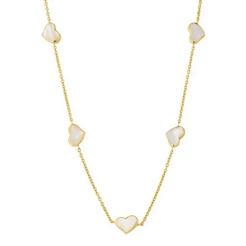 JAN LESLIE Five Station Heart Necklace - White