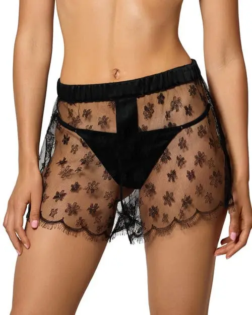 Kiki De Montparnasse All Over Lace Boxer Short - Black