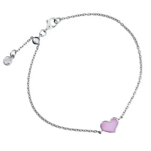 JAN LESLIE Heart Bracelet In Sterling Silver - Pink