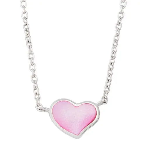 JAN LESLIE Heart Pendant Necklace In Sterling Silver - Pink