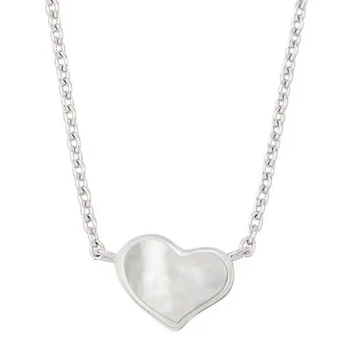 JAN LESLIE Heart Pendant Necklace In Sterling Silver - White