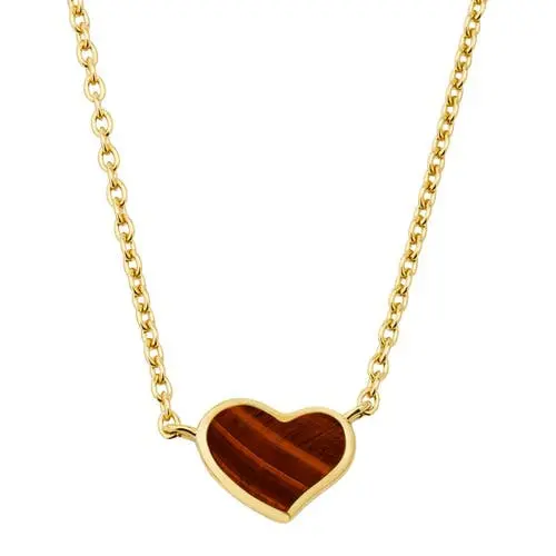 JAN LESLIE Single Heart Necklace In Sterling Silver With Gold Overlay - Red