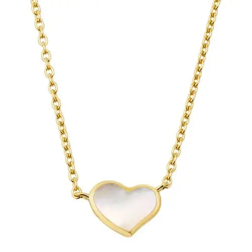JAN LESLIE Single Heart Necklace In Sterling Silver With Gold Overlay - White