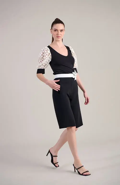 Anne Fontaine Brook T-shirt With Lace Puff Sleeves