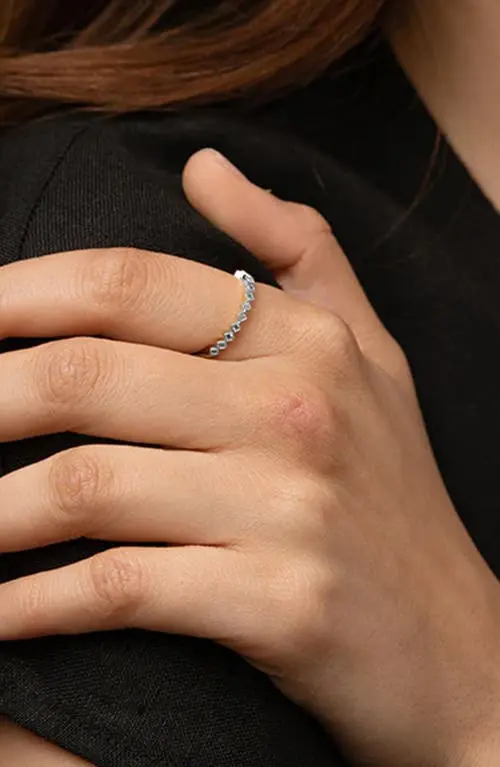 BEARFRUIT JEWELRY 14k Plated Crystal Band Ring - Silver