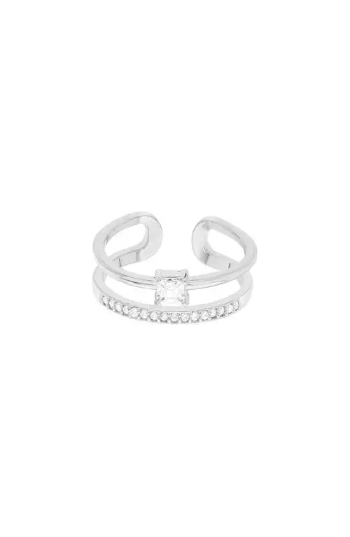 BEARFRUIT JEWELRY 14k Plated Saya Double Band Ring - Silver