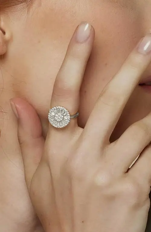 BEARFRUIT JEWELRY 14k Plated Elise Crystal Ring - Silver