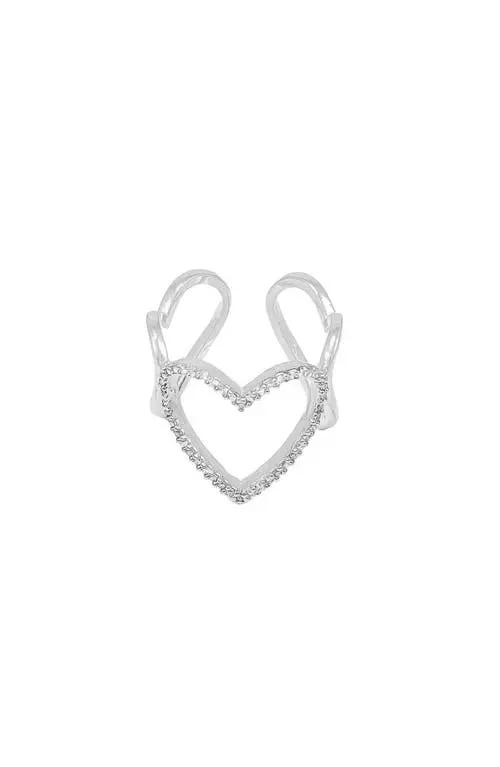 BEARFRUIT JEWELRY Mae Triple Heart Adjustable Ring - Silver